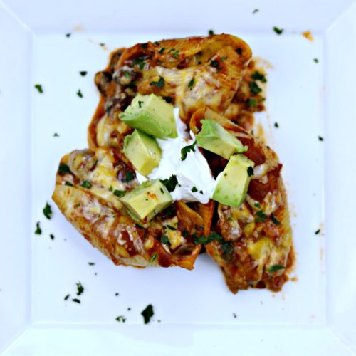 Enchilada Stuffed Shells - Sweet Beginnings Blog