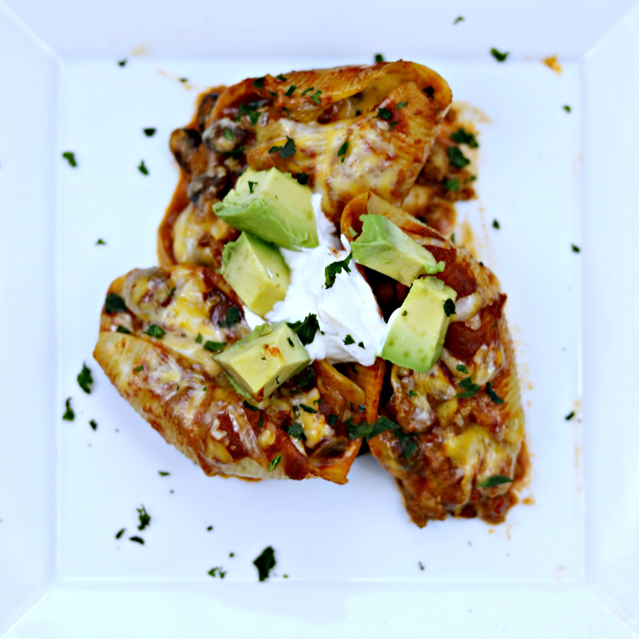 Enchilada Stuffed Shells - Sweet Beginnings Blog