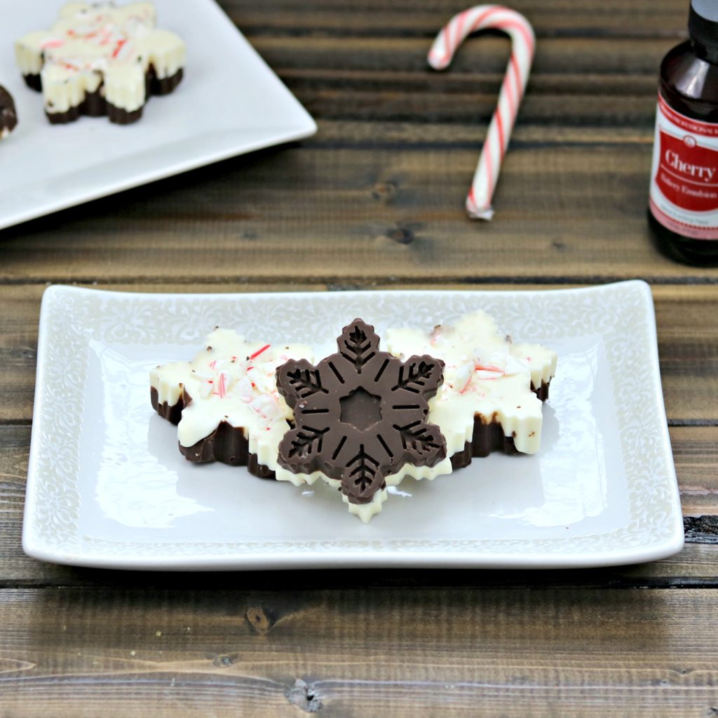 Dark Chocolate Cherry & Peppermint Snowflake Bark - Sweet Beginnings Blog