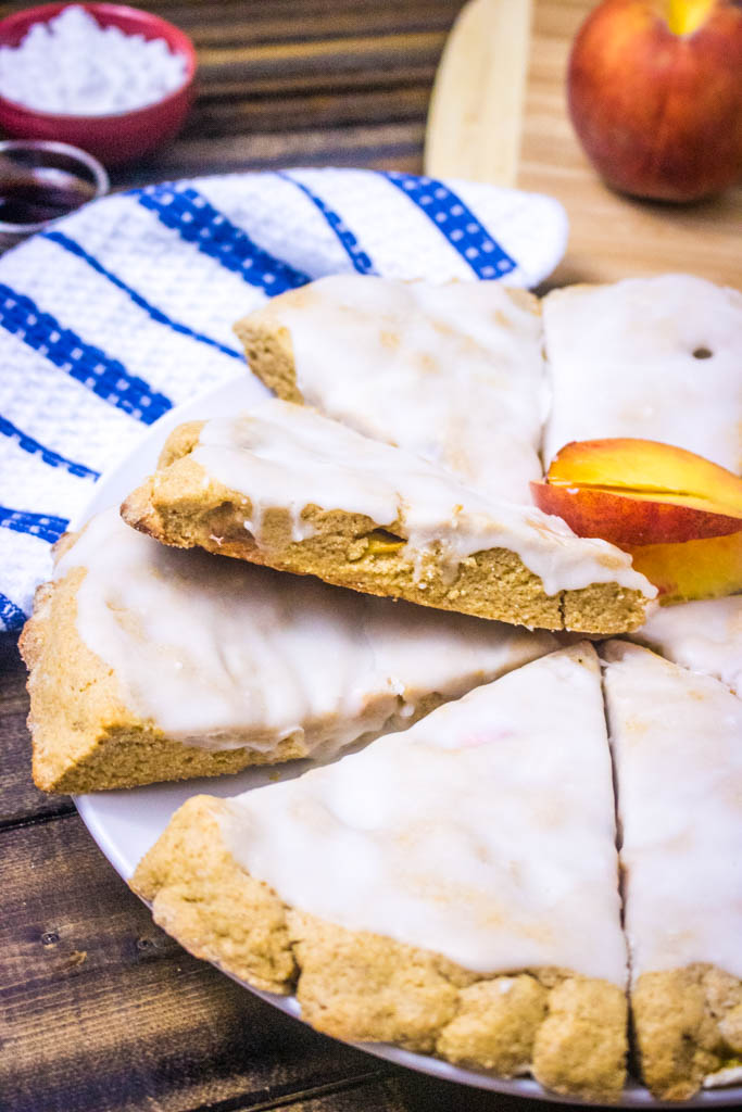 Peach Pie Scones with Maple Glaze - Sweet Beginnings Blog