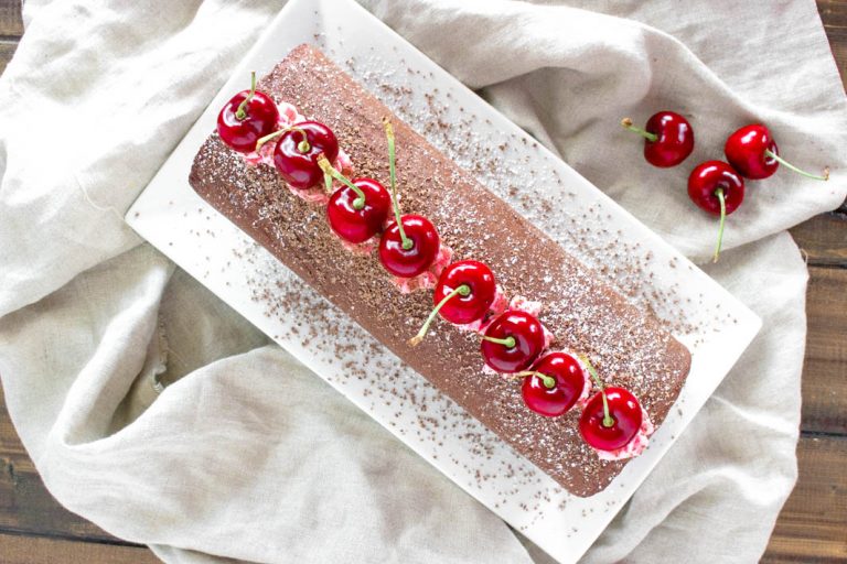 Chocolate Cherry Cake Roll - Sweet Beginnings Blog